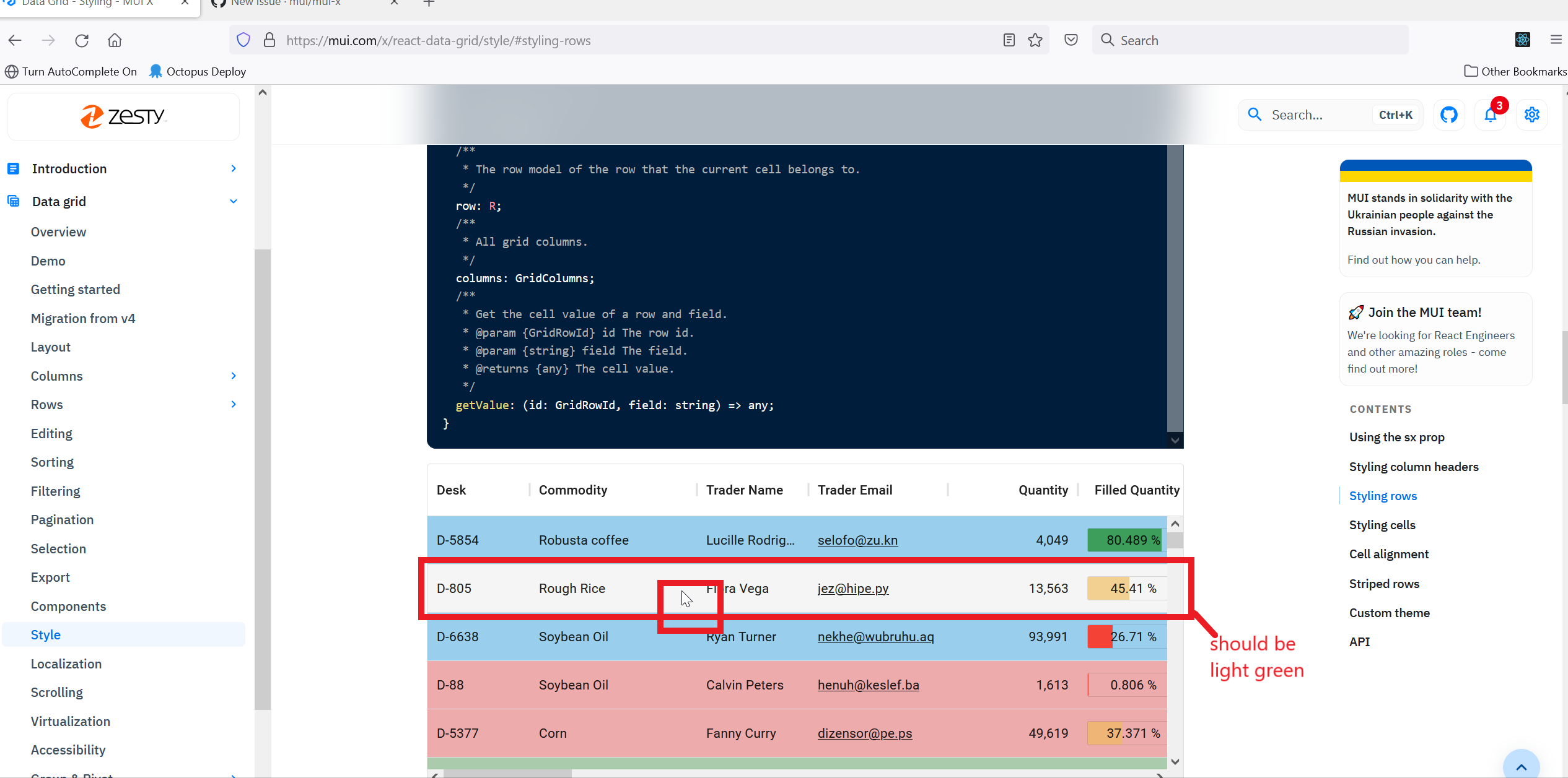 [docs] DataGrid/DataGridPro row styling problem · Issue #6065 · mui/mui-x · GitHub