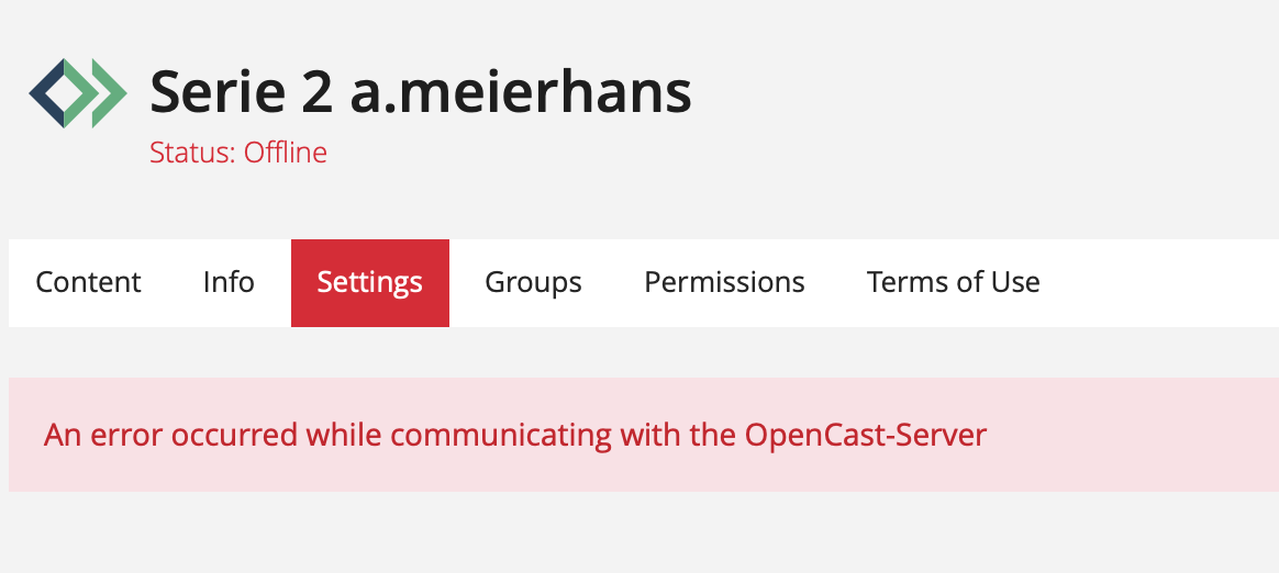 Error, when saving settings of a series which was created in Opencast without metadata in the ...