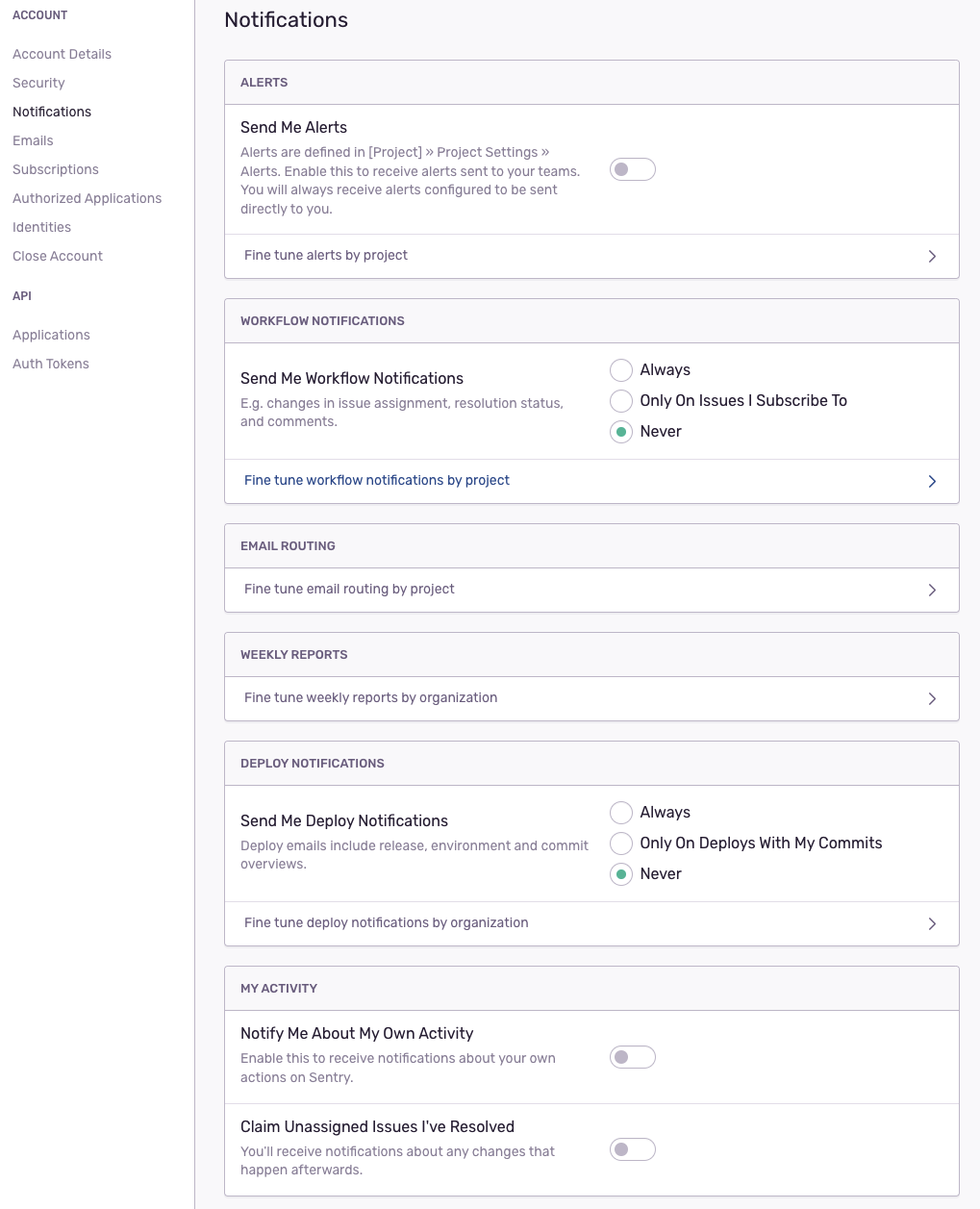 Cannot unsubscribe from notifications · Issue #1406 · getsentry/self-hosted · GitHub