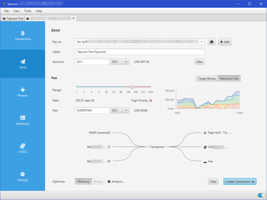 Silent error when creating transaction · Issue #356 · sparrowwallet/sparrow · GitHub