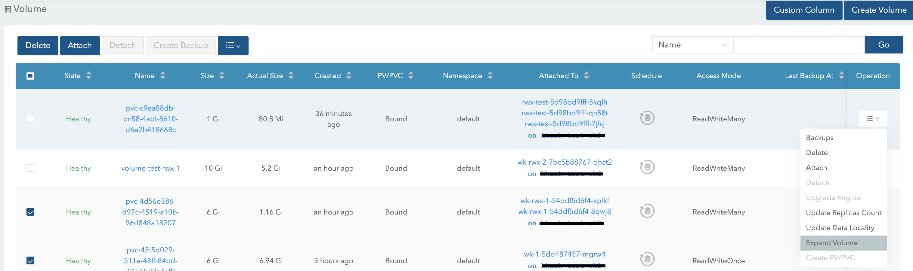 [BUG] UI - 'Expand volume' option is enabled for attached RWX volume. · Issue #2389 · longhorn ...