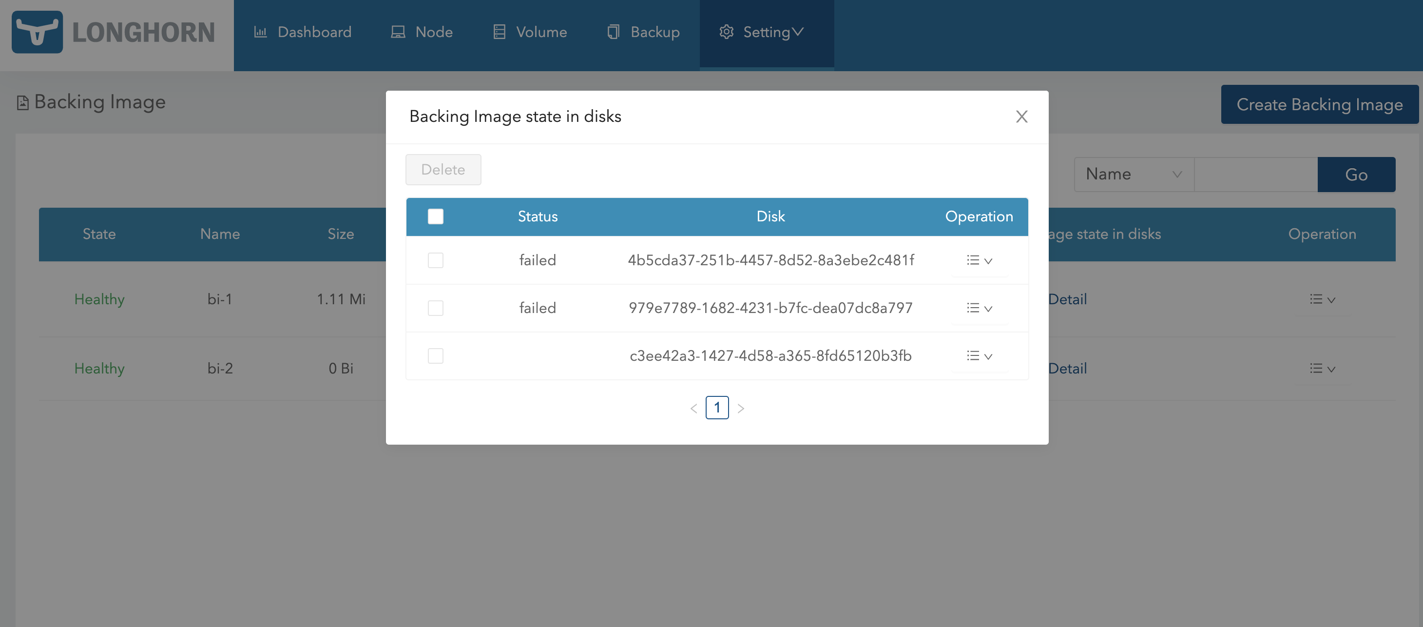 [BUG] For failed backing image on the disks, the state shows as Healthy ...