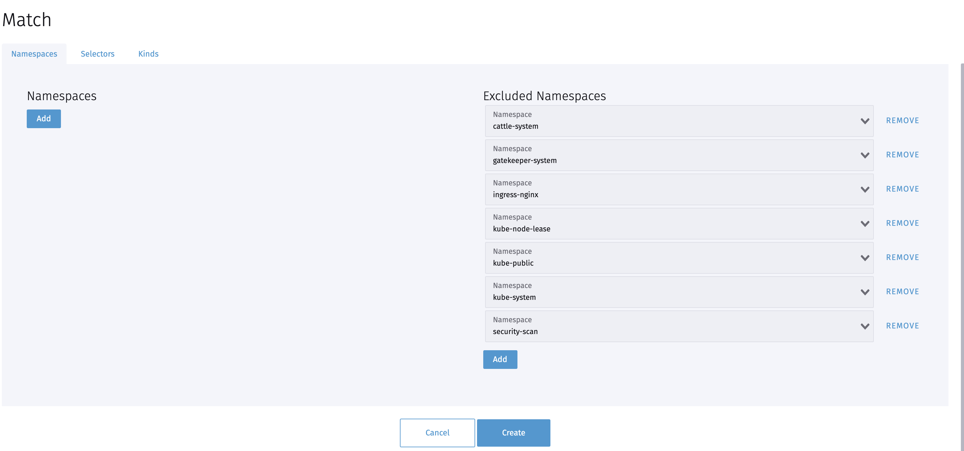 Create Constraint form should exclude Rancher system namespaces by default · Issue #455 ...