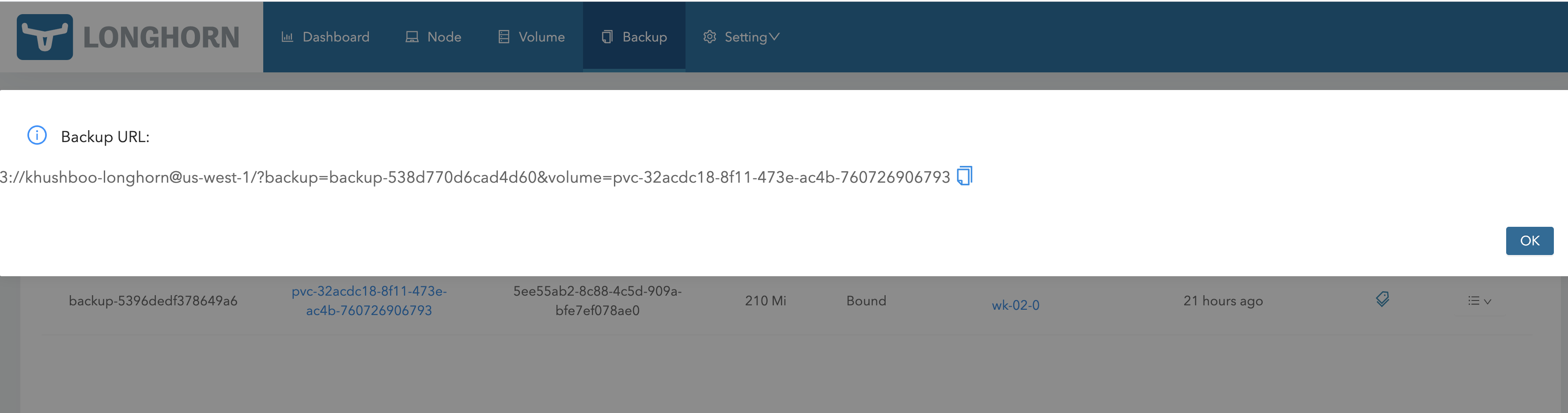 [BUG] UI - Backup URL is not visible properly · Issue #1753 · longhorn/longhorn · GitHub