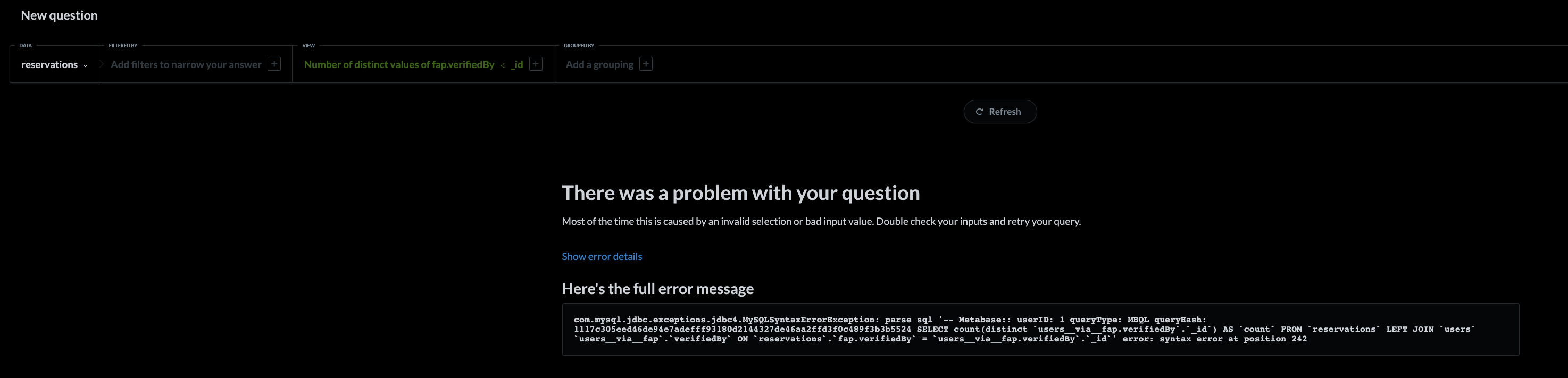 Mysql Syntax Error With Some Left Joins · Issue 9632 · Metabasemetabase · Github