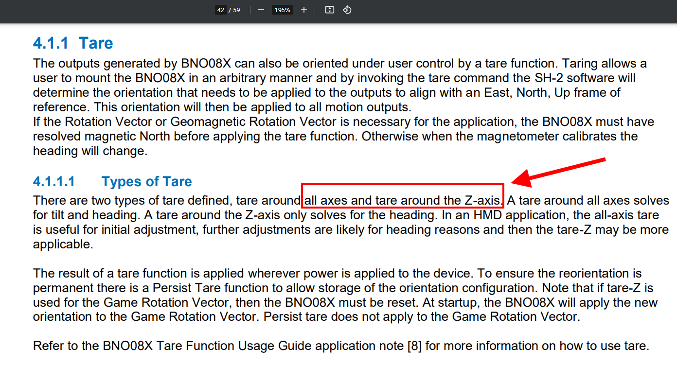 Tare BNO085 in only X, Y, or XY axes · Issue #8 · ceva-dsp/sh2 · GitHub