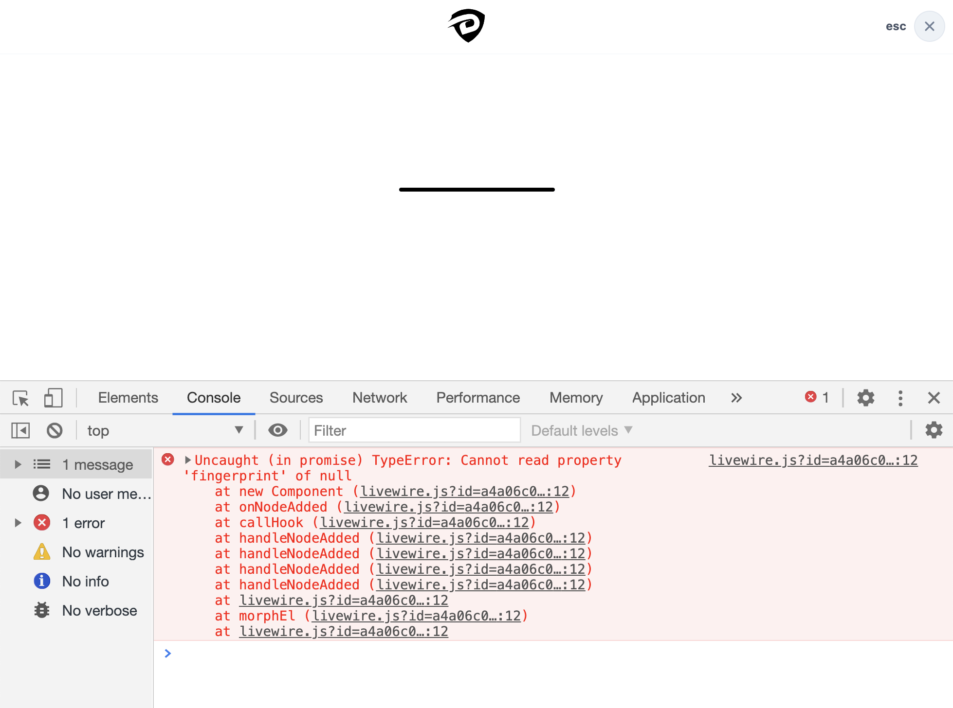 Cannot read property 'fingerprint' of null - Cloudflare · Issue #1818 · livewire/livewire · GitHub