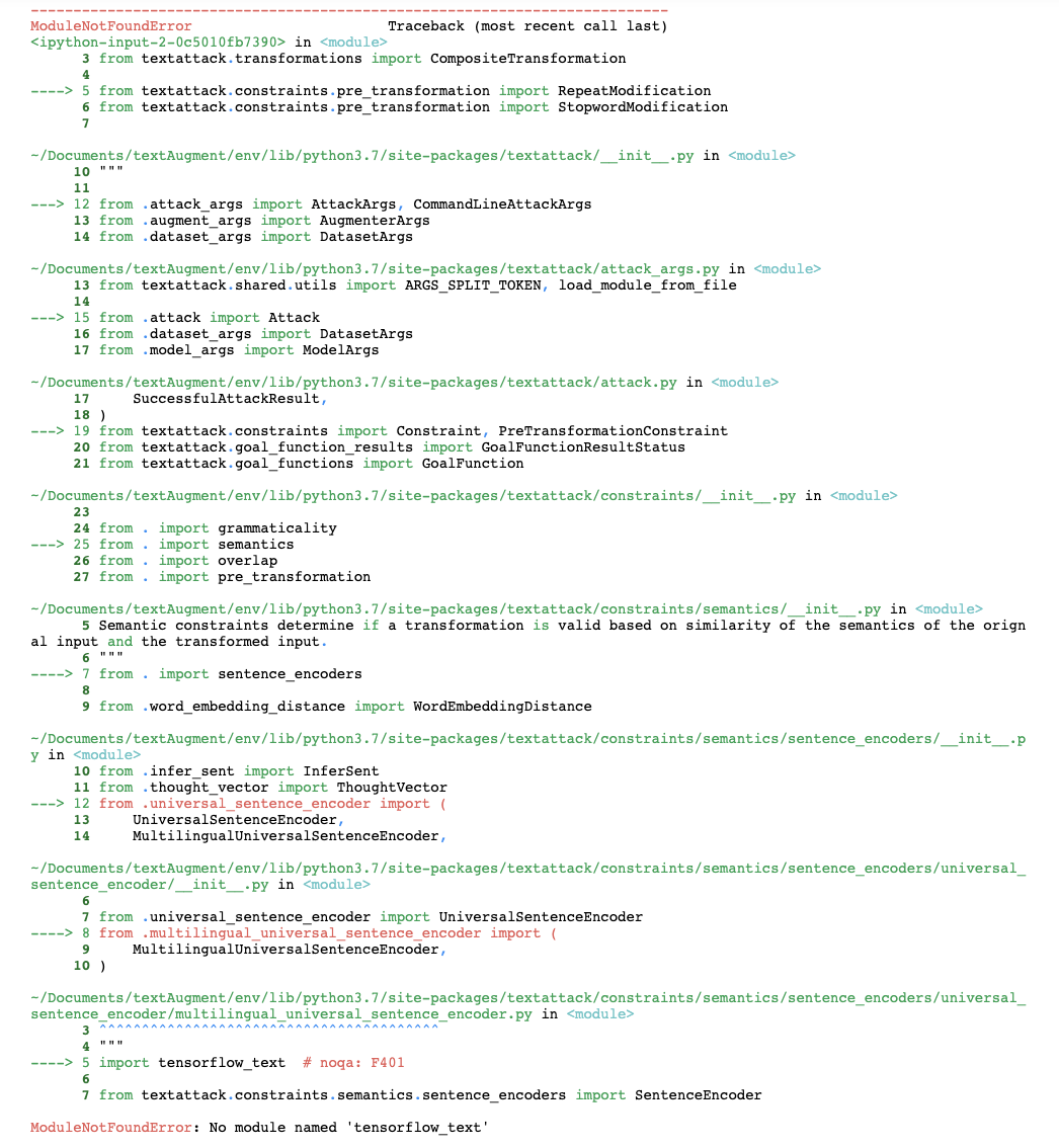 Modulenotfounderror No Module Named Tensorflow Text · Issue 512 · Qdata Textattack · Github