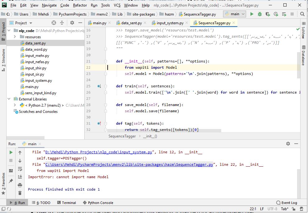 مشکل در خروجی گرفتن از postagger · Issue #170 · roshan-research/hazm · GitHub