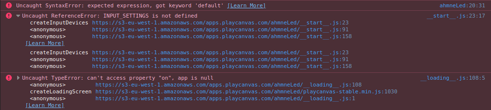 PlayCanvas Build Throwing Errors in __start__.js and __loading__.js · Issue #201 · playcanvas ...