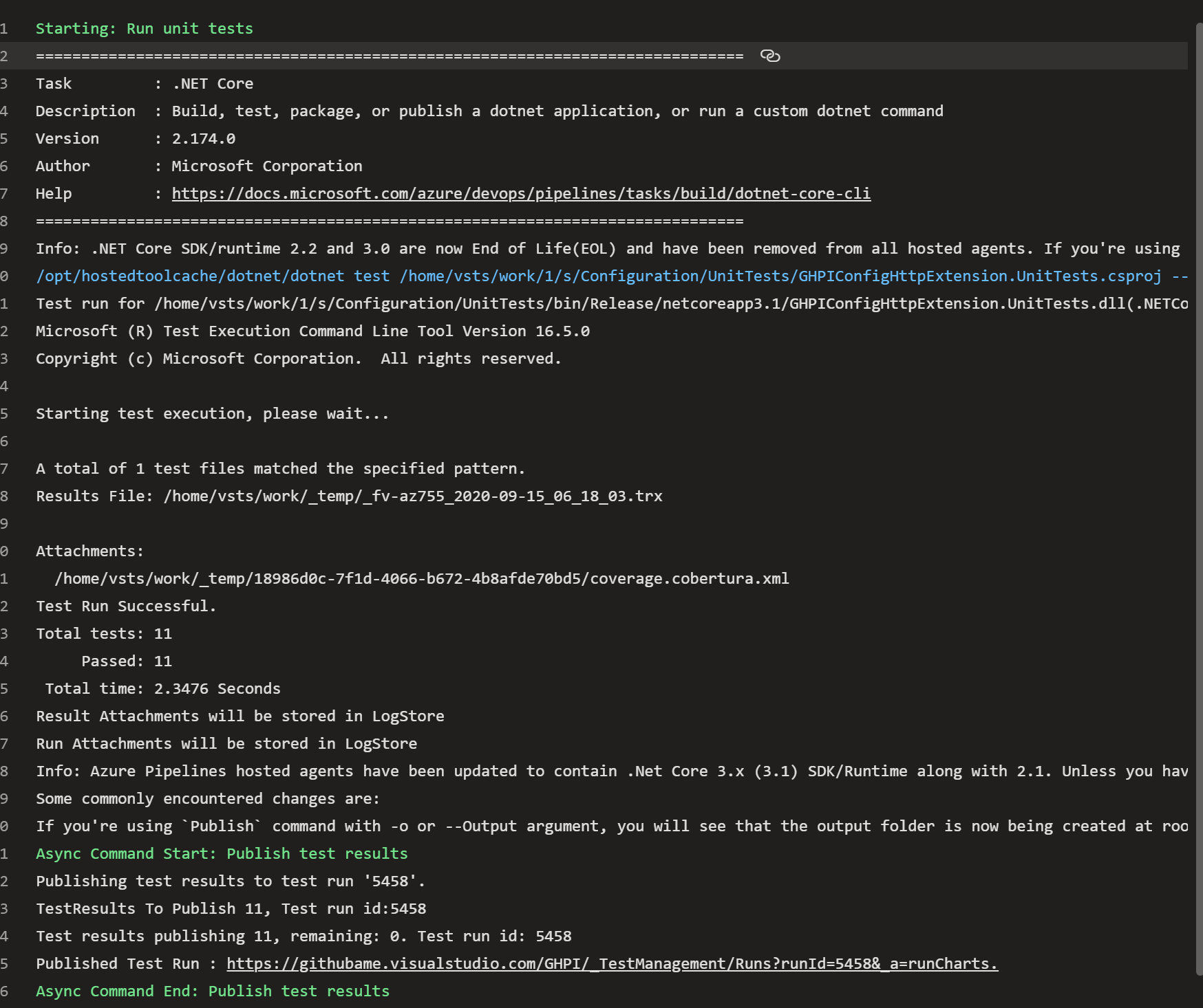 task: DotNetCoreCLI@2 - command: test - No test result files were found ...
