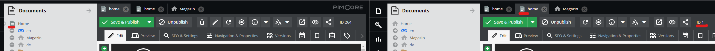 Bug Icon Inconsistency When Creating A Document Named `home` · Issue 13354 · Pimcorepimcore