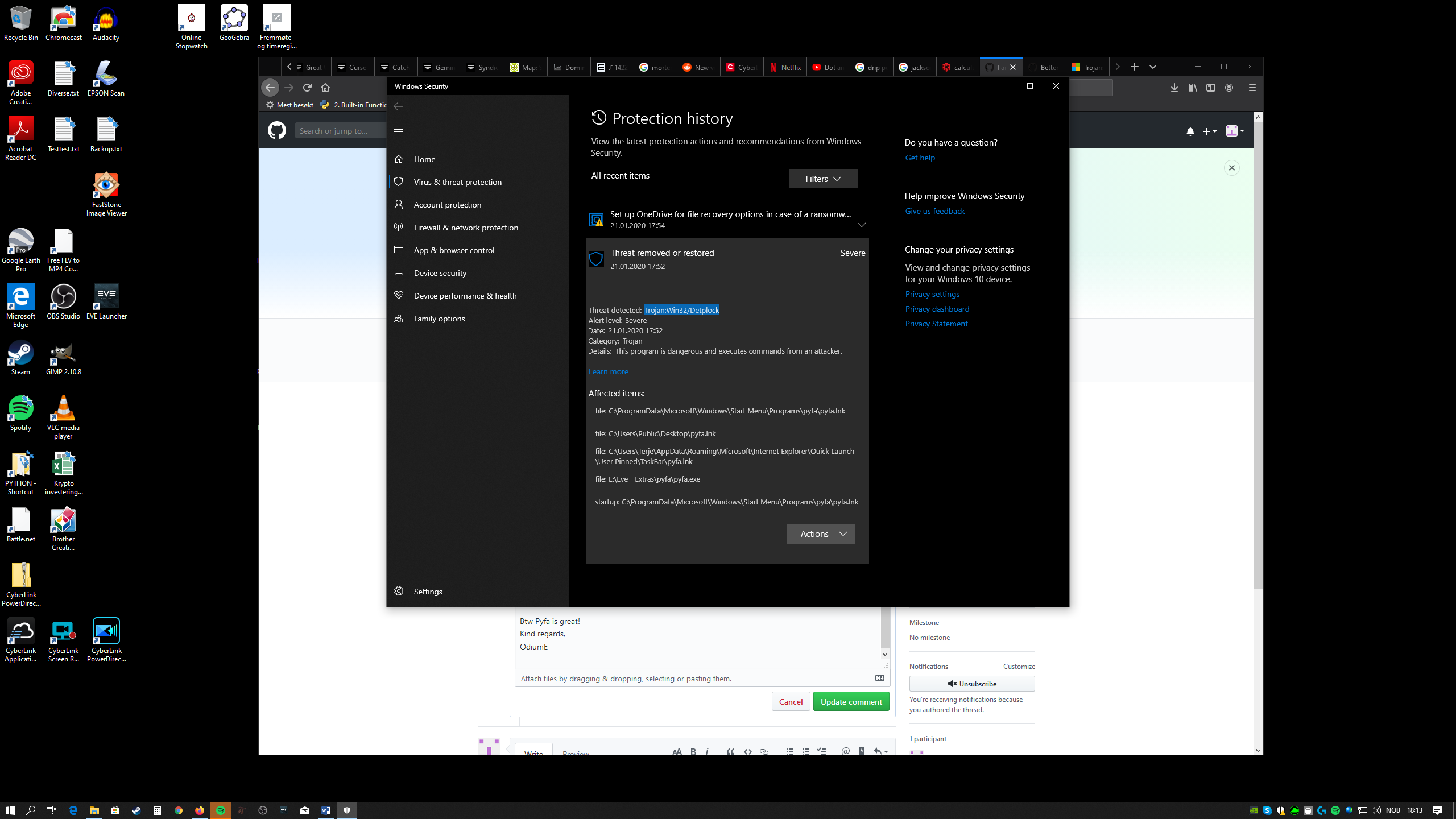 Trojan warning from Windows Defender and several other AV monitors with ...