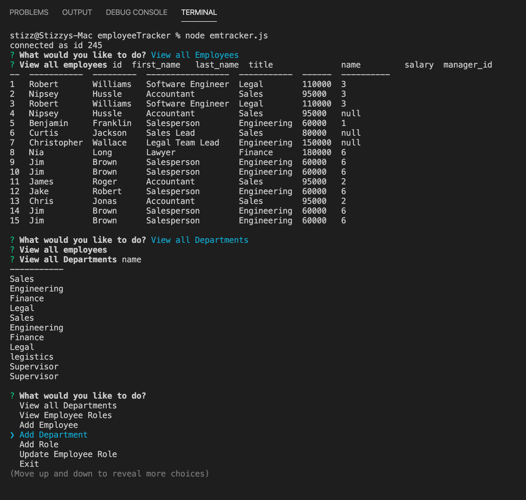 GitHub - trionb/employeeTracker