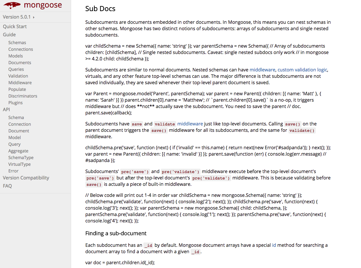 sub docs page in the documentation is missing the tag · Issue #6038 · Automattic/mongoose · GitHub