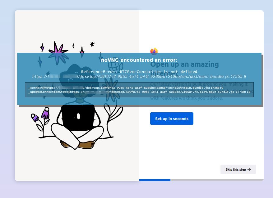 Novnc Encountered An Error Referenceerror Rtcpeerconnection Is Not Defined · Issue 143 