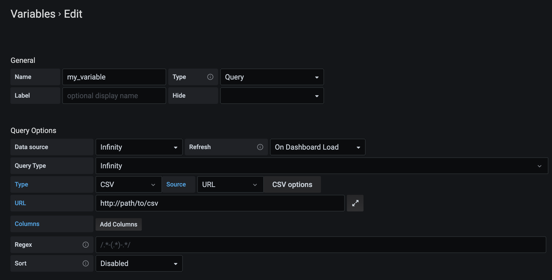 Bug Csv Options Panel For Global Query And Dashboard Variables Does 5142