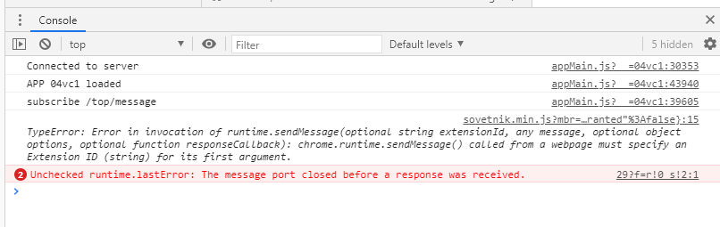 Unchecked runtime.lastError: the message port closed before a response was received · Issue #295 ...