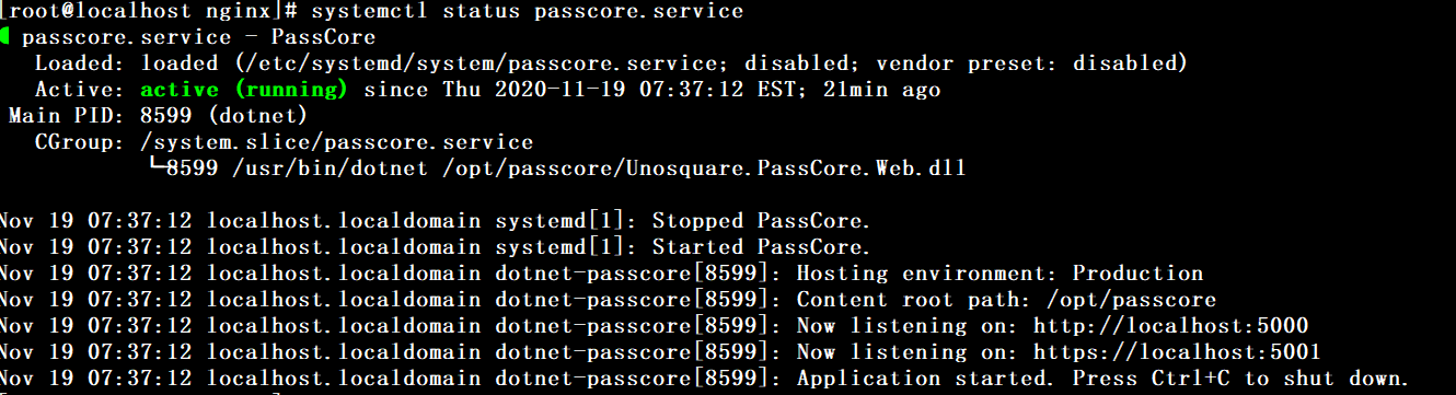 After Install In Centos 7 ,passcore Service Is Normal,but I Cannot Access Web Server Use Port