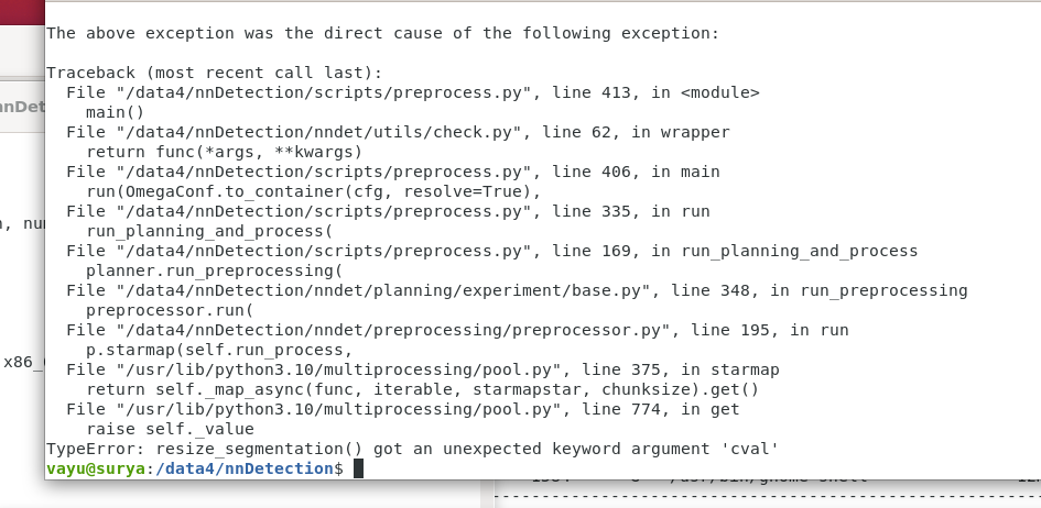 TypeError: resize_segmentation() got an unexpected keyword argument 'cval' while "nndet prep ...