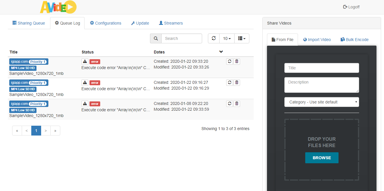 Video files are not transferred from the encoder to the streamer ...