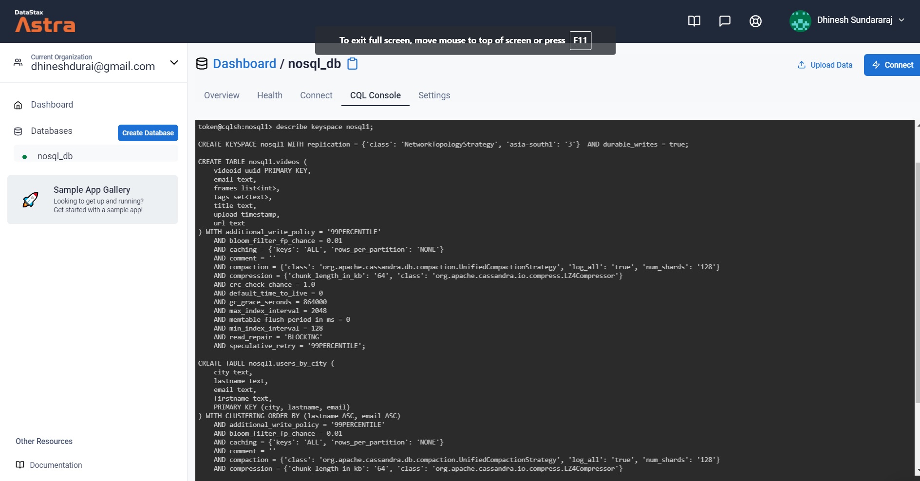 Hw Dhinesh Sundararaj · Issue 6 · Datastaxdevsworkshop Introduction To Nosql · Github 
