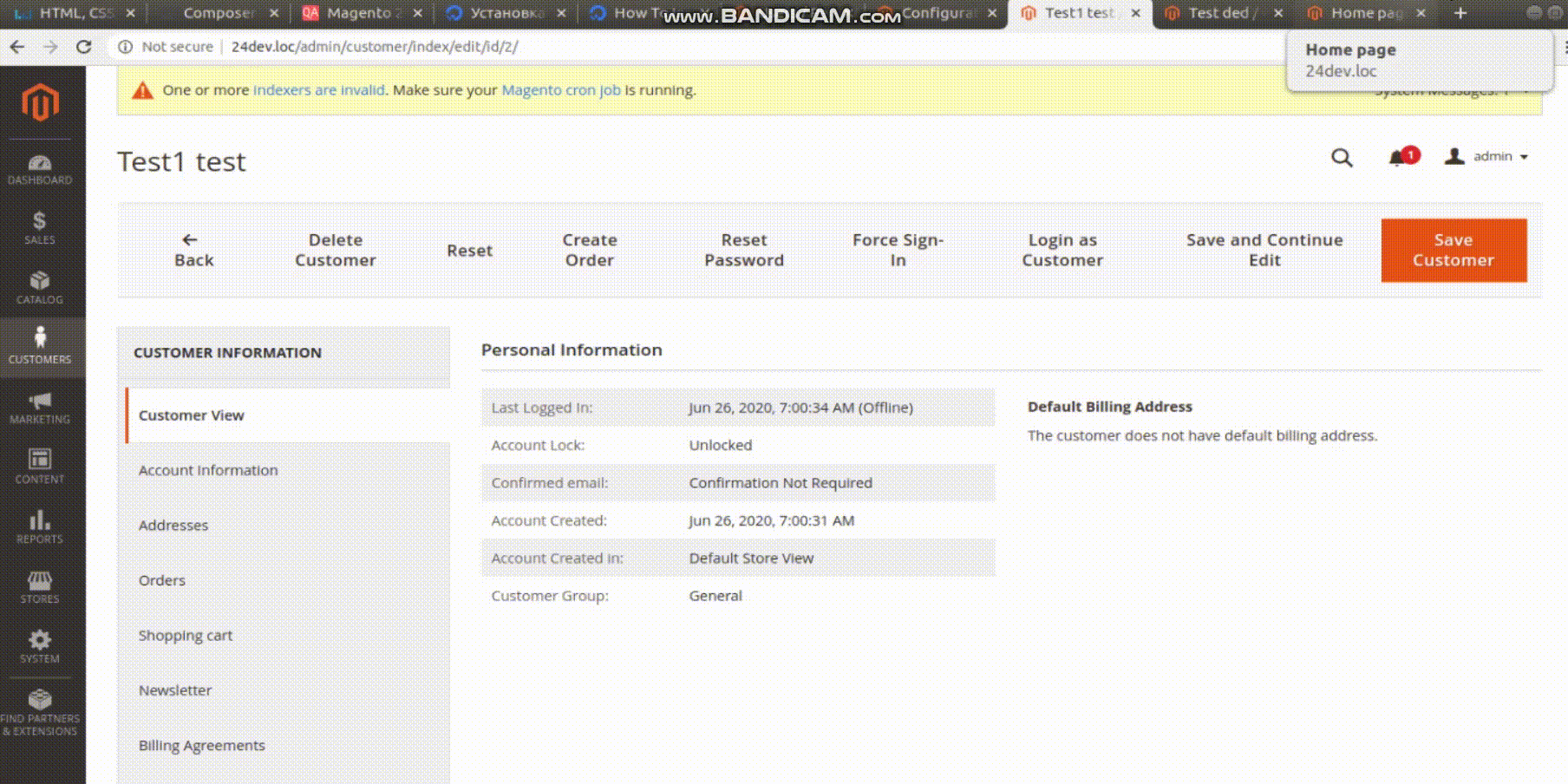 Admin cannot login as customer in two different customers account ...