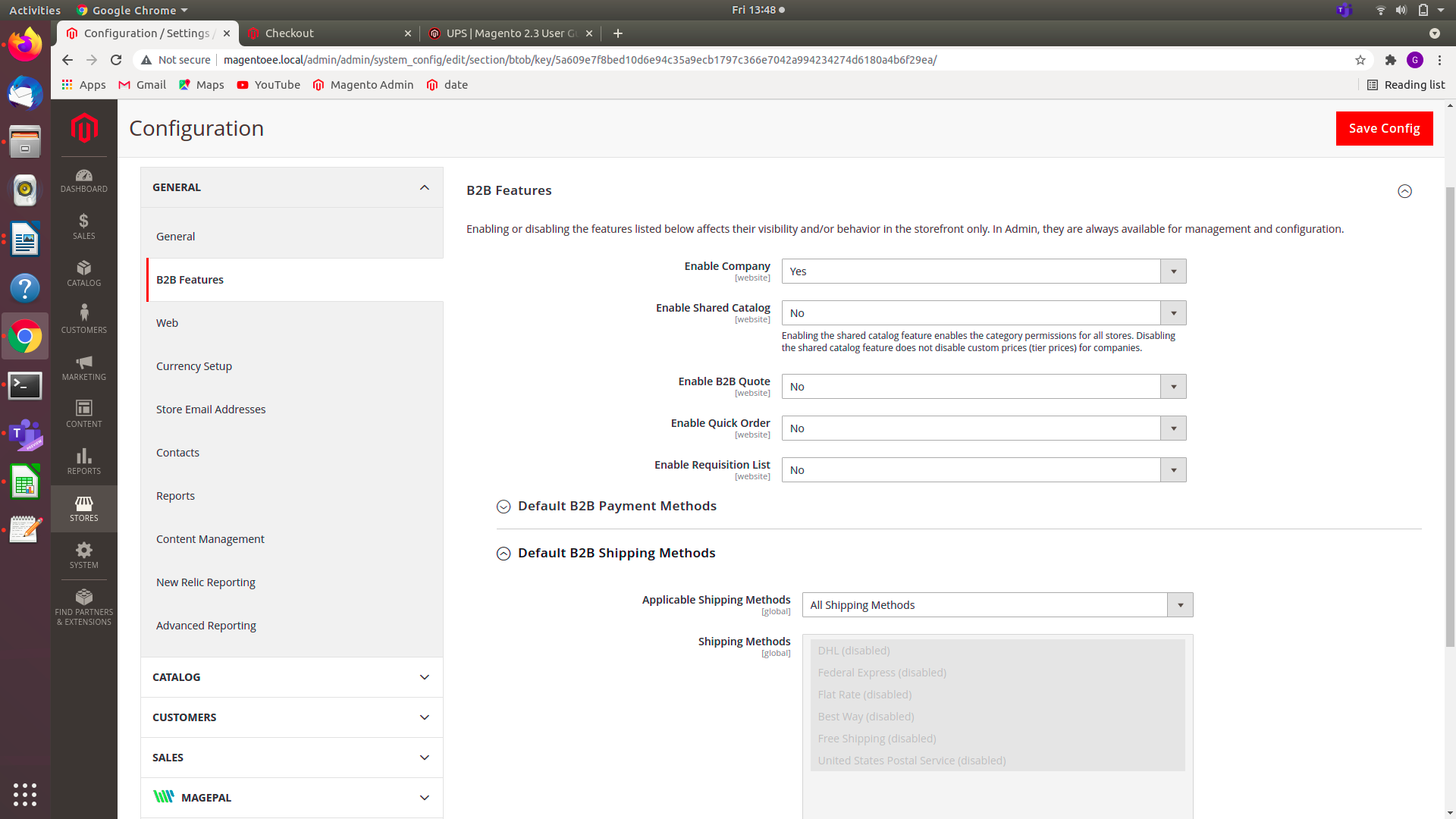 B2B Module 1.3.1 - Backend configuration site not loading because of error "Notice: Undefined ...