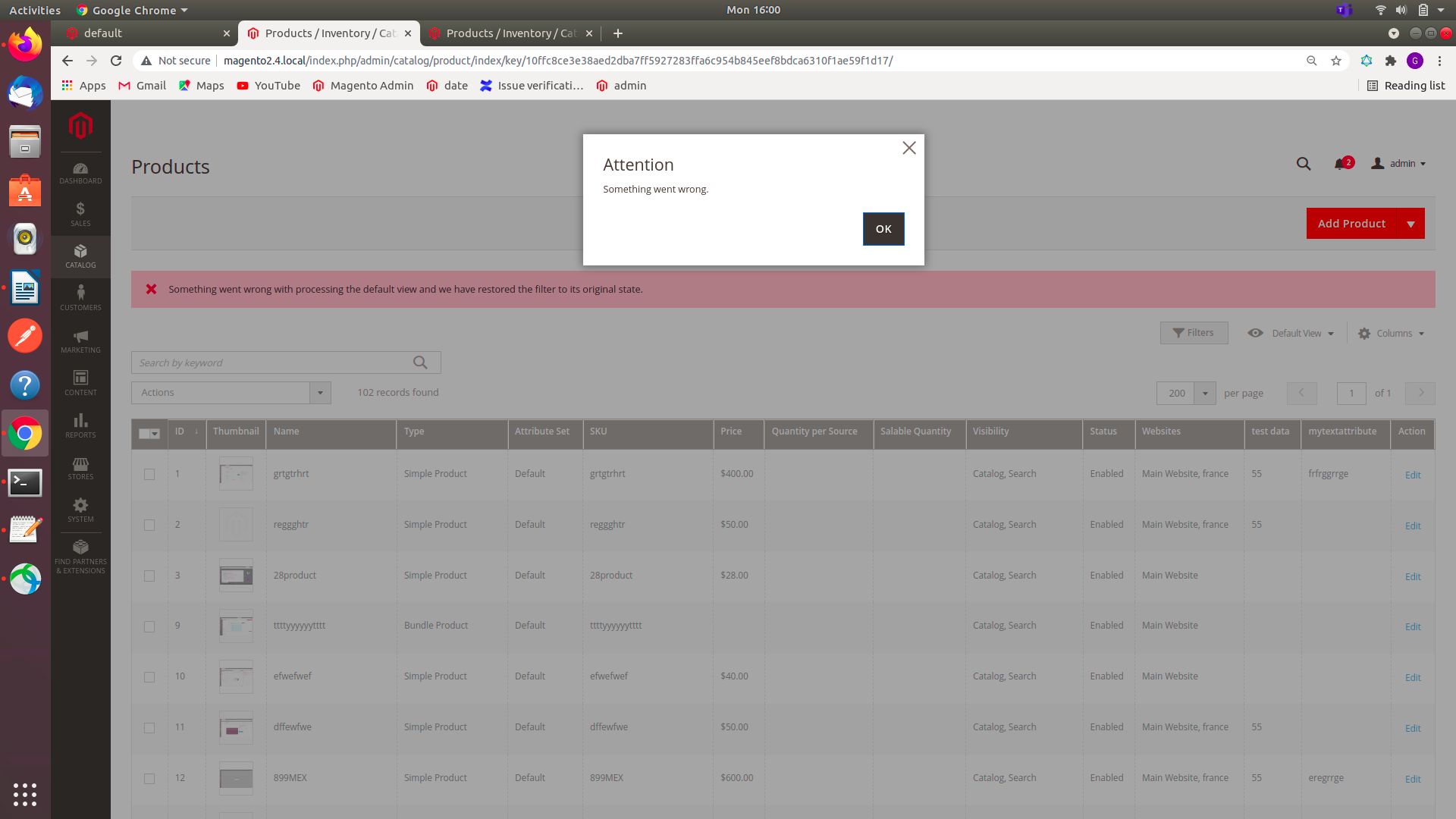 "Something went wrong with processing the default view and we have restored the filter to its ...