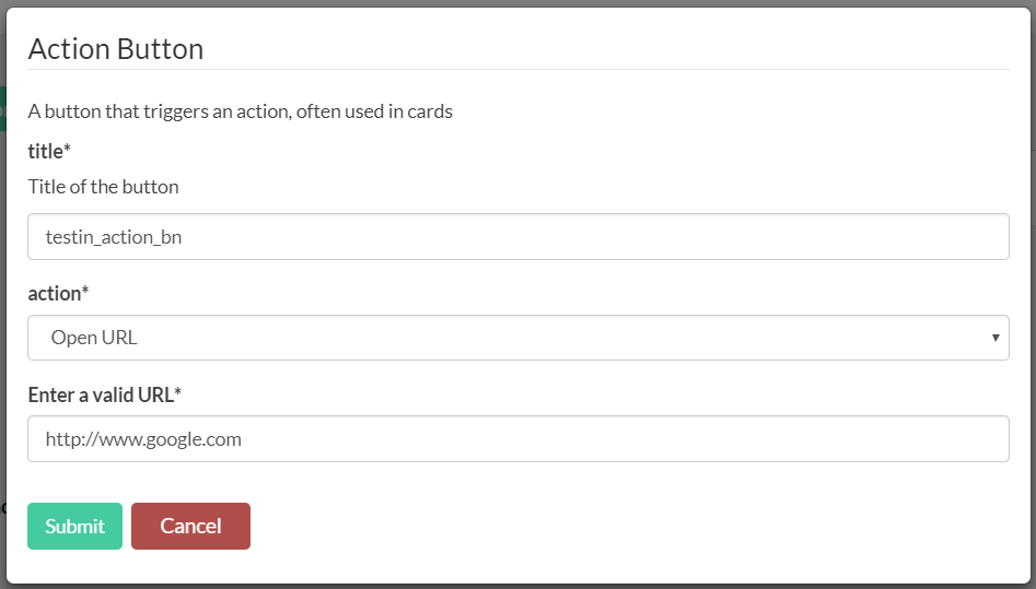 Action button not rendering URL and 'Say Something' not working as expected · Issue #448 ...