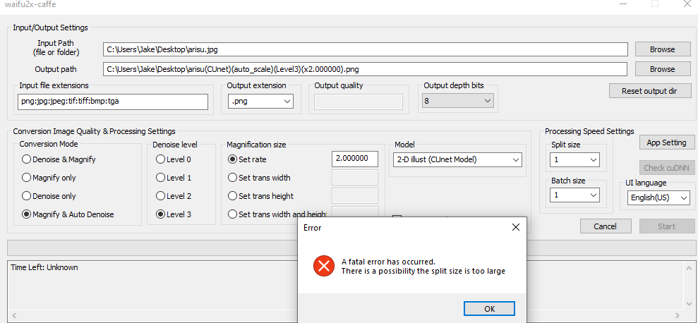 Fatal Error has occured, possibility split size is too large · Issue #348 · nagadomi/waifu2x ...