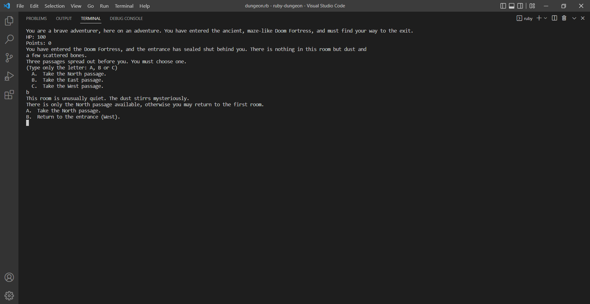 GitHub - Blackflare002/ruby-dungeon: Text-based Choose-Your-Own-Adventure game played in the ...