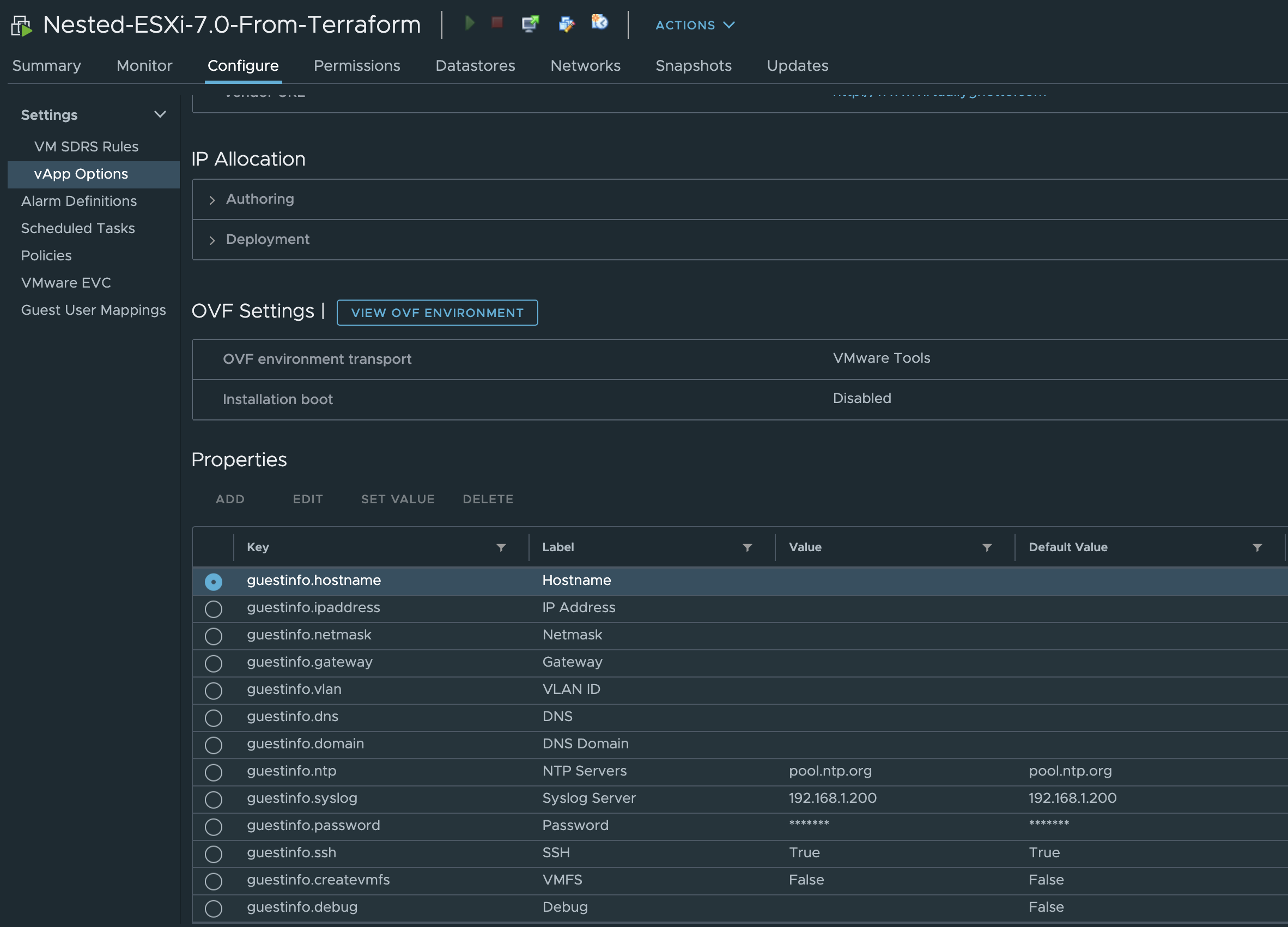 OVF (vApp) Properties are not correctly applied after OVF import · Issue #1074 · vmware ...