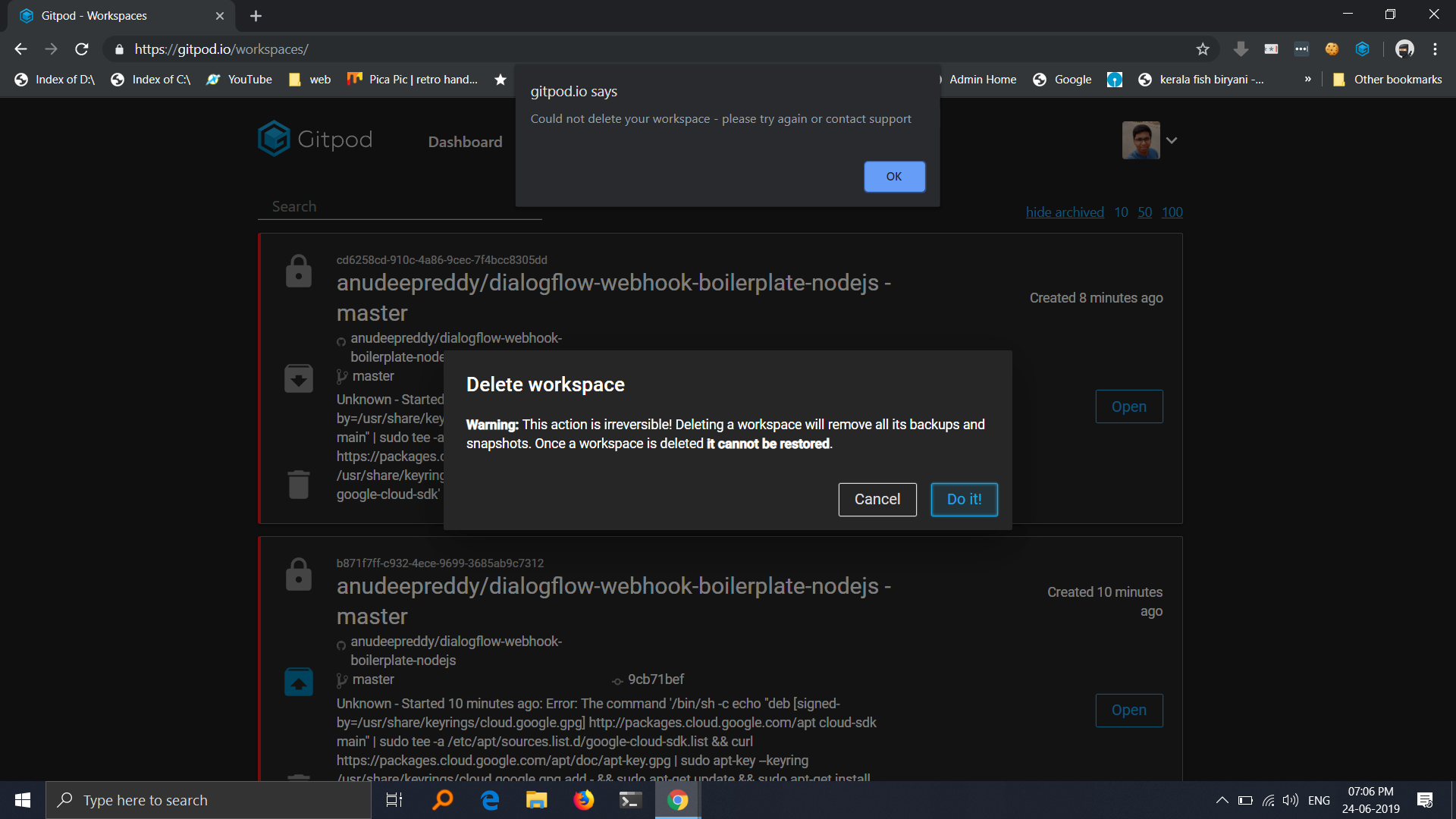 Can T Delete Workspace After Failed Docker Build · Issue 635 · Gitpod Io Gitpod · Github