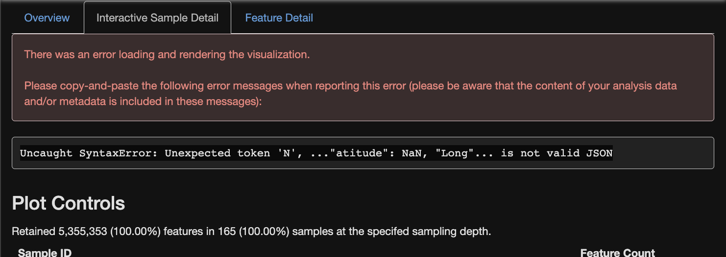 Empty cells in numeric metadata column causing error with viewing feature-table.qzv · Issue #259 ...