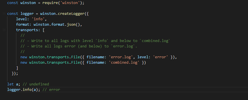 can't log undefined object · Issue #1183 · winstonjs/winston · GitHub