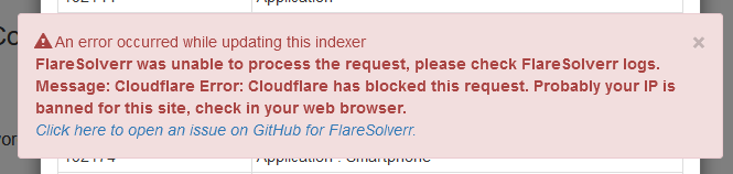 [yggtorrent] (updating) FlareSolverr was unable to process the request, please check ...