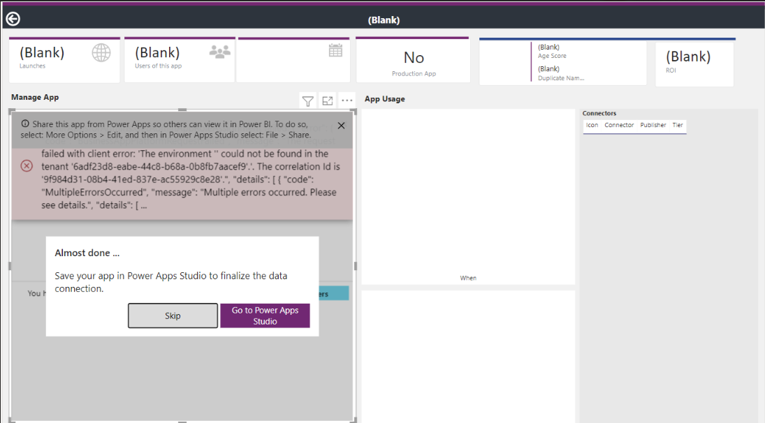 [CoE Starter Kit - BUG] Unable to embed Admin - Access this App inside Power BI dashboard ...