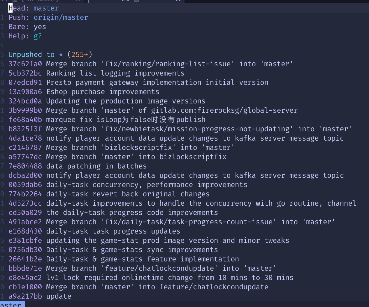 Recent changes have unexpected "unpushed to *" for bare repository · Issue #2129 · tpope/vim ...