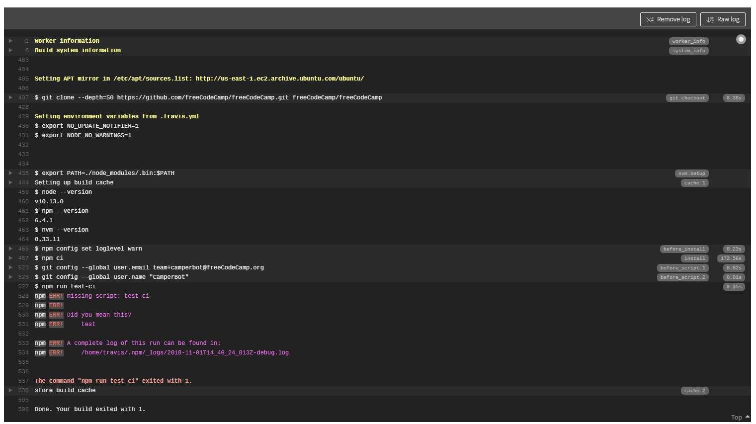 CI: test-ci script is missing · Issue #34150 · freeCodeCamp ...