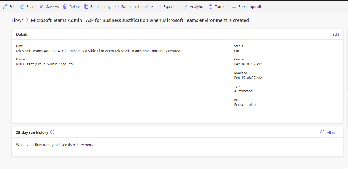 Microsoft Teams Admin | Ask for Business Justification - Flow not triggering · Issue #781 ...