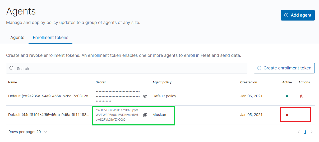 [ingest Manager] Deleted Enrollment Token Displays In The Add Agent Command And Results In The