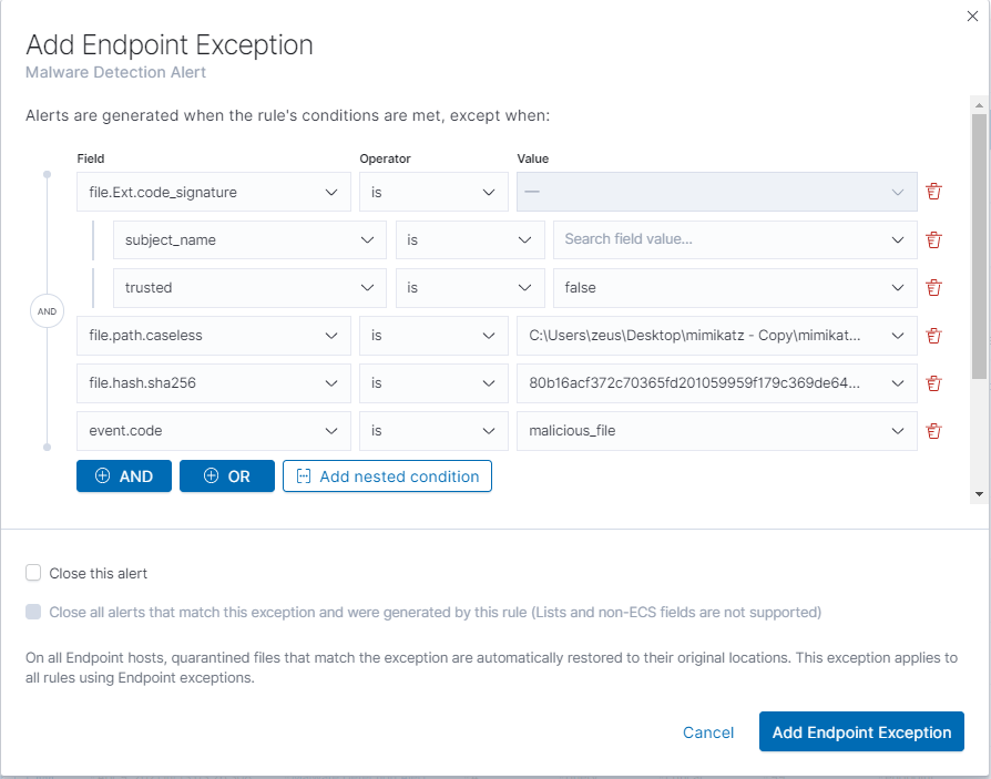 Bug Wrong Screenshot For Rule Exception Is There Under The Endpoint Exception Section · Issue