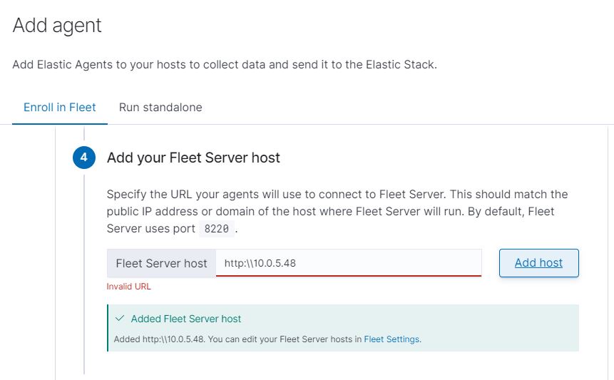 [Fleet] For a wrong fleet server URL, the UI shows both an error and a success message · Issue ...