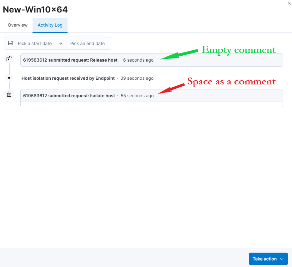 [Security Solution] Single space as a comment takes the comment spacer ...