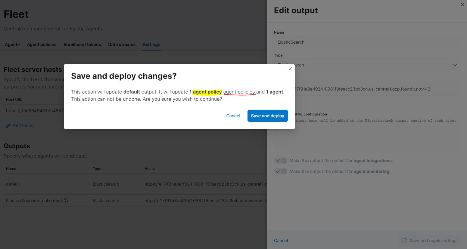 [Fleet] Redundant text for 'agent policy' mentioned under the fleet settings updation ...