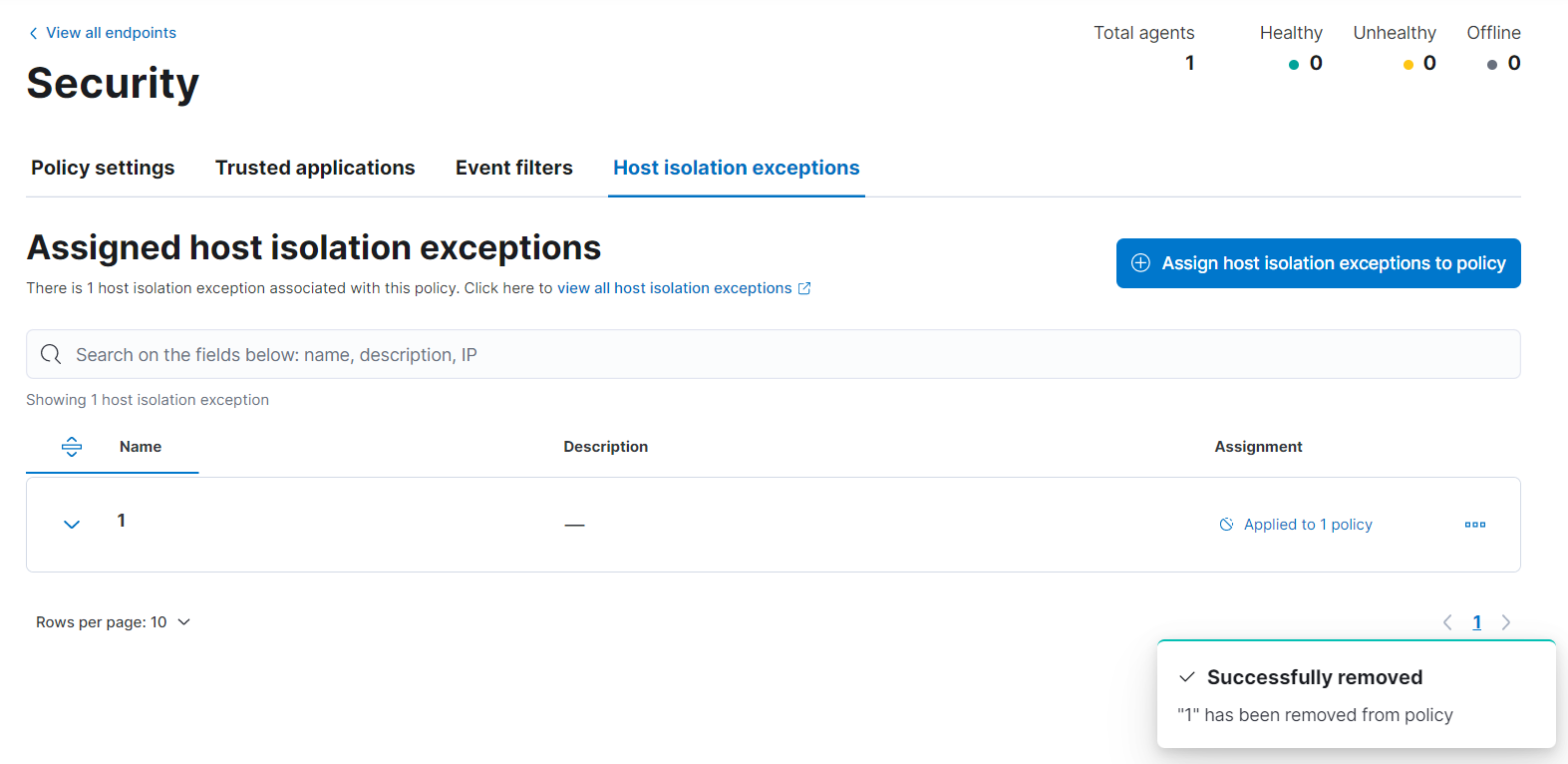 [Security Solution] The message for successful removal of an artifact is not consistent for ...