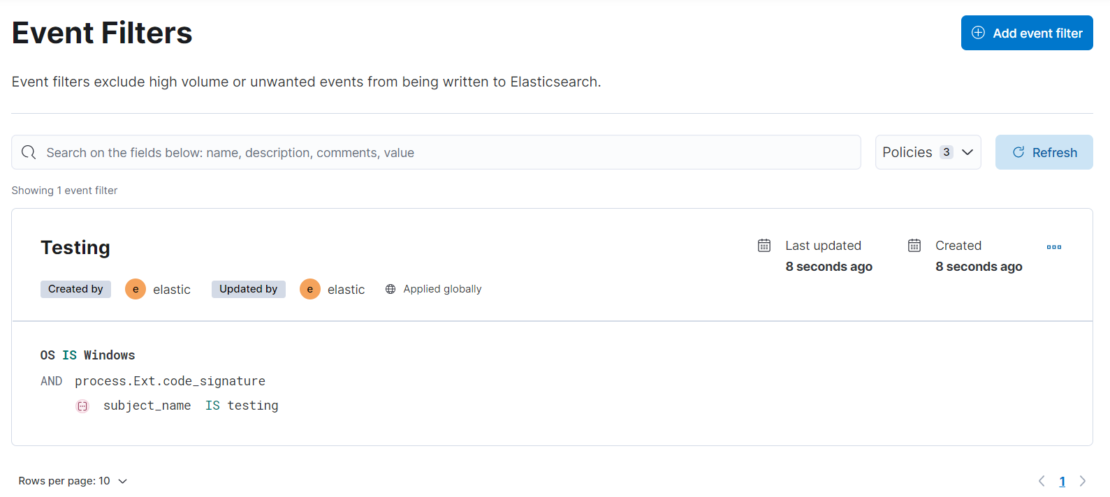 [ Security Solution ] The Event filter entry is not saved when we use nested fields in the ...