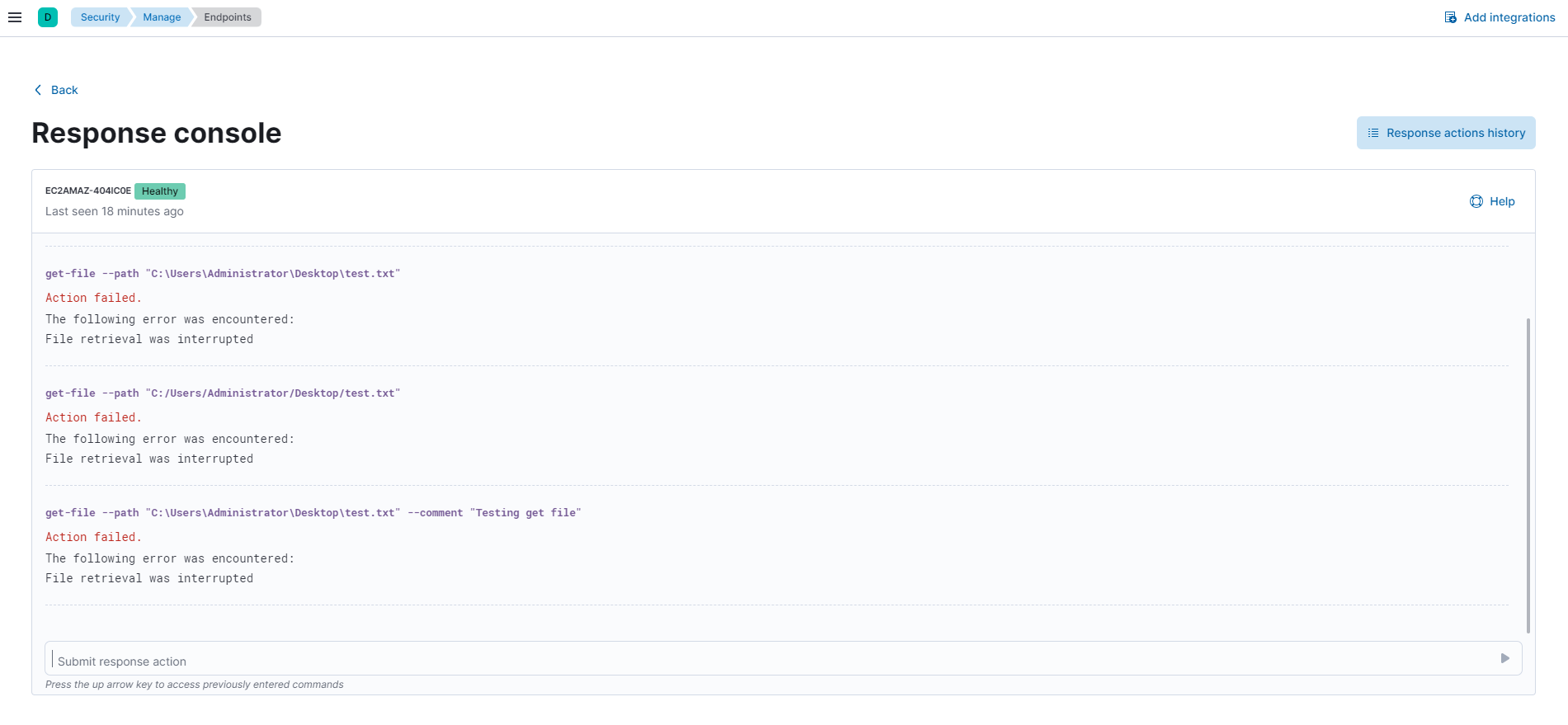 [Security Solution] The get-file operation fails every time with interruption · Issue #150136 ...