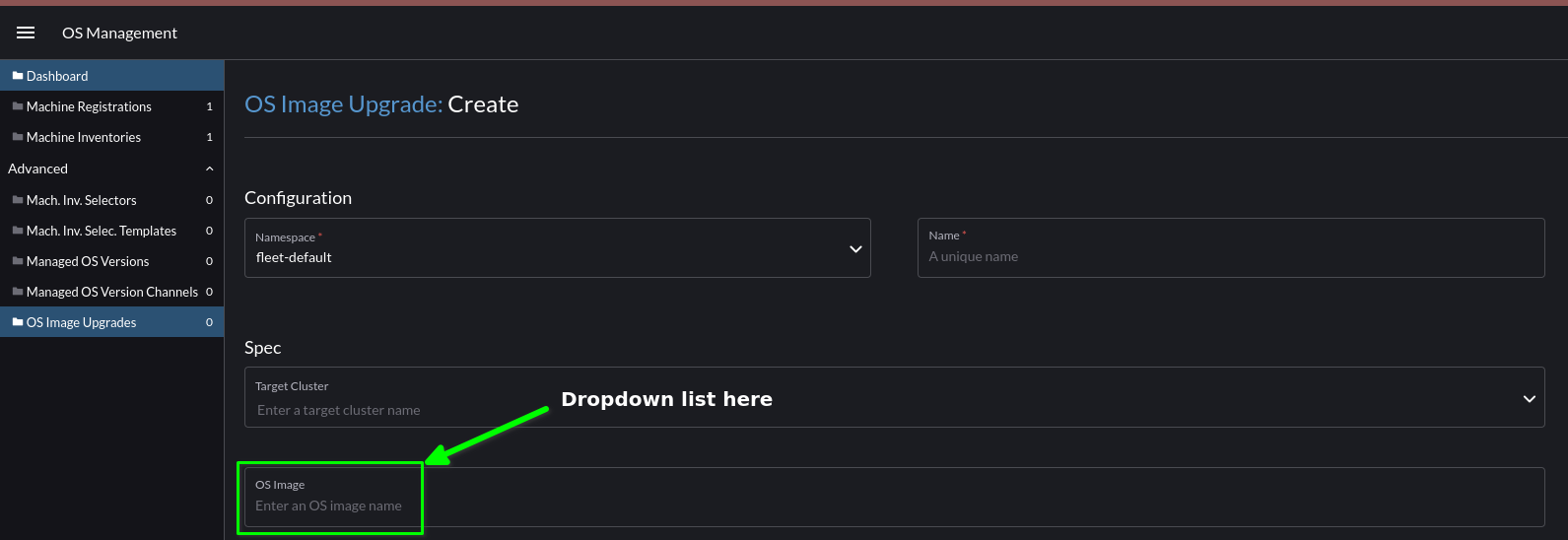Allow switching between 'OS image' and 'Manage OS version name' when ...
